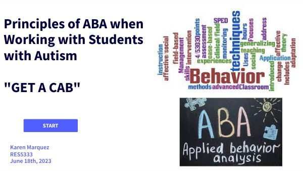 Principles of ABA when Working with Students with Autism