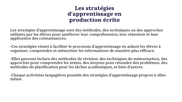 Stratégies d'apprentissage