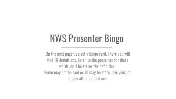 NWS Bingo!!! | Genially
