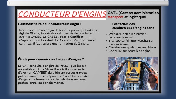 Conducteur d'engins | Genially