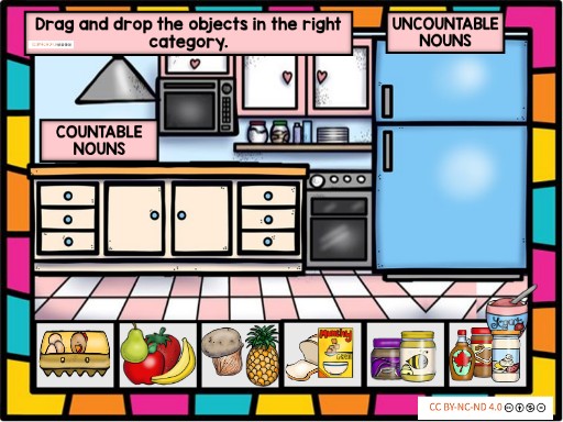 Countable vs Uncountable Drag and Drop | Genially