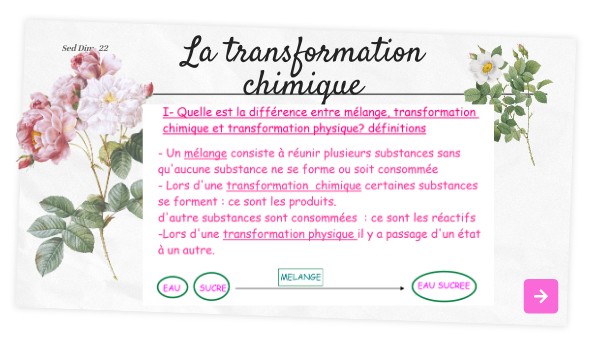 la transformation chimique