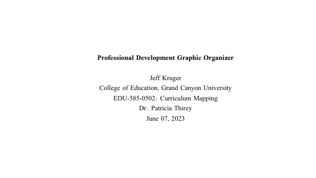 Jeff Kruger EDU 585 -- Professional Development Graphic Organizer | Genially