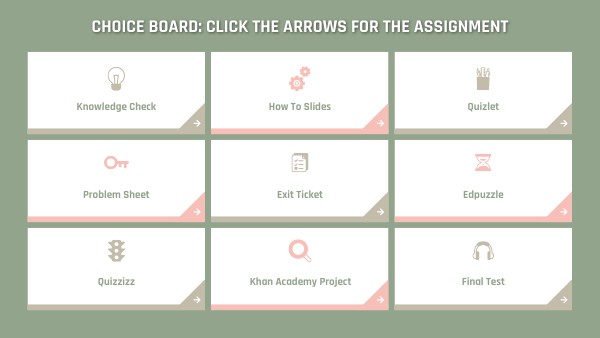 Math Choice board | Genially