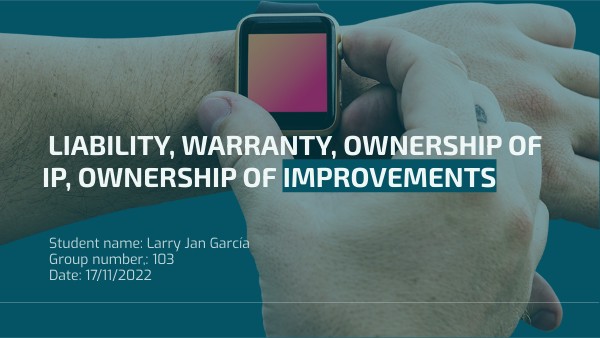 Group 4: Liability, Warranty, Ownership of IP, Ownership of Improvemen ...