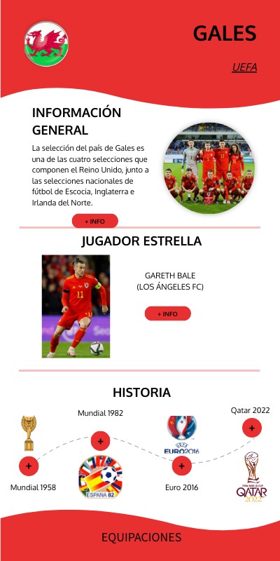 INFOGRAFÍA SELECCIÓN GALES 2022