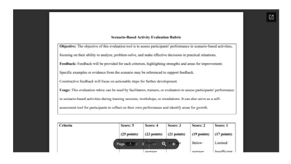 SCENARIO EVALUATION RUBRIC | Genially