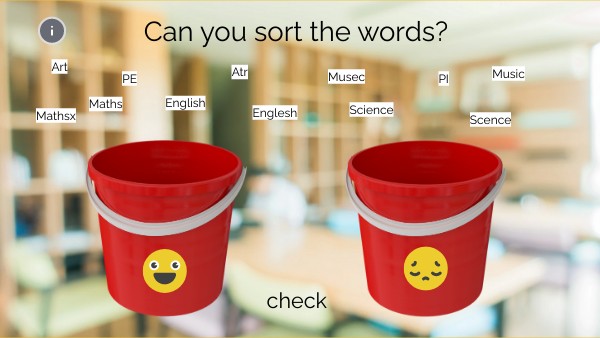 School Subjects. Activity with buckets. | Genially