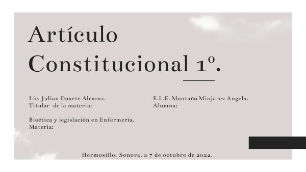 Artículo Constitucional 1o