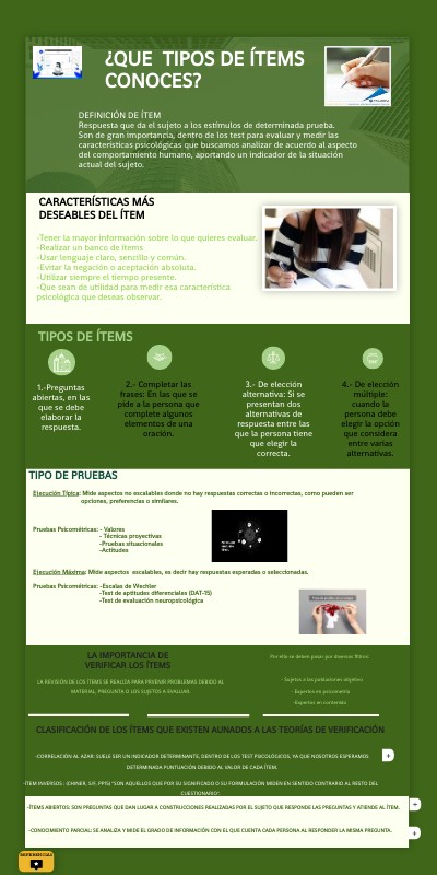 ¿QUE TIPOS DE ÍTEMS CONOCES? | Genially