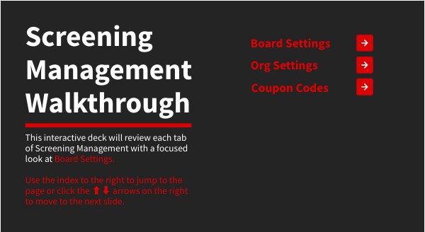 Screening Management: Board Settings | Genially