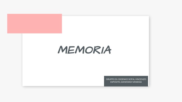 presentazione sulla memoria | Genially