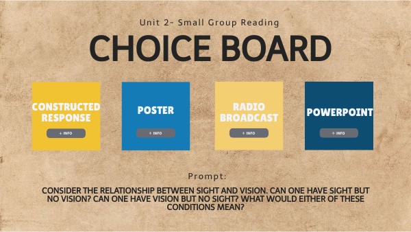 Unit 2 Discussion CHOICE BOARD
