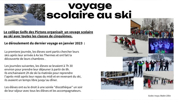 voyages scolaire ski | Genially