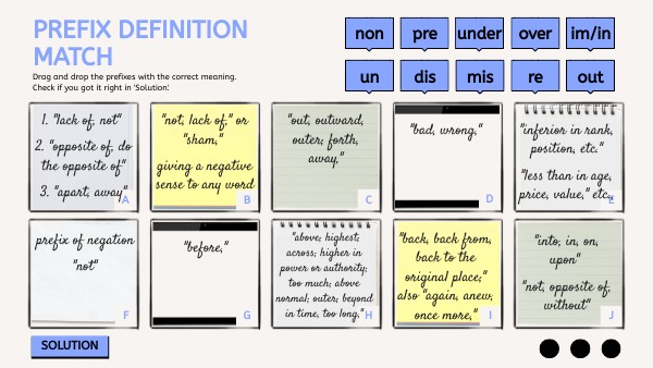 Prefix Definition match | Genially