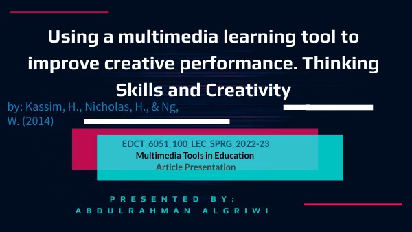 Using a multimedia learning tool to improve creative performance