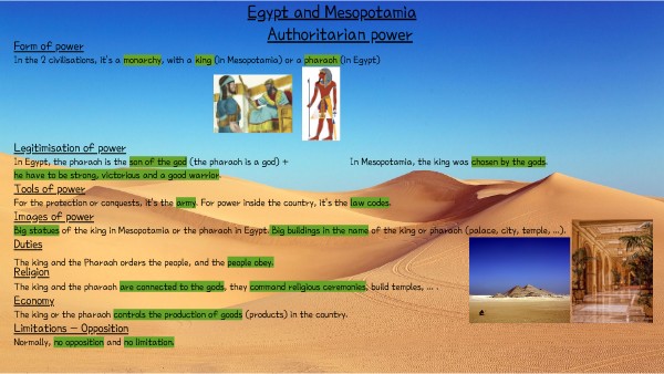 Authoritarian power (Egypt and Mesopotamia)