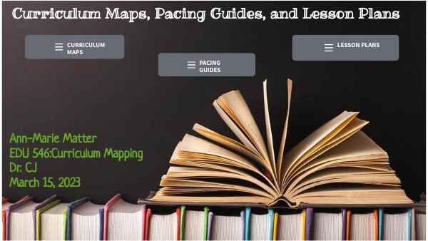 Curriculum Maps, Pacing Guides, and Lesson Plans