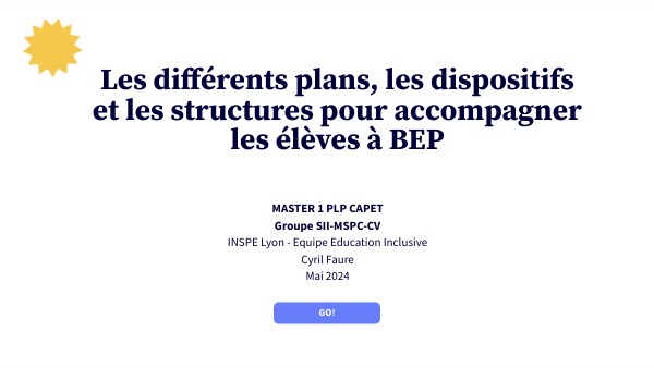 M1 PLP CAPET Les plans, dispositifs et structures pour accompagner l