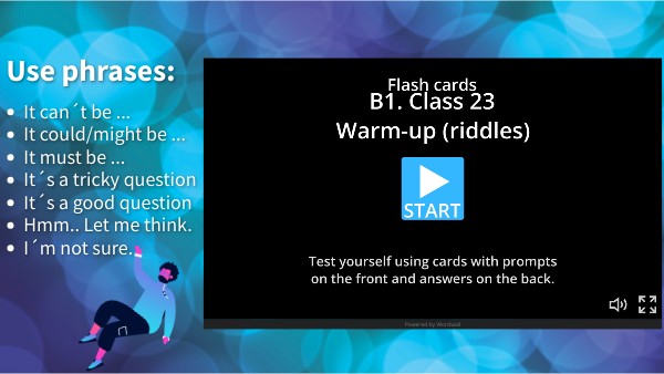 B1. Class 23 Warm-up (guessing) | Genially