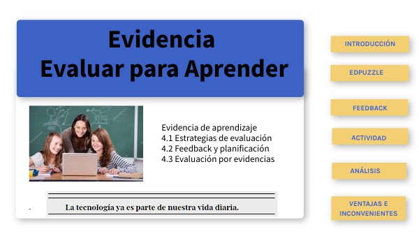Evidencia Evaluar para aprender. | Genially