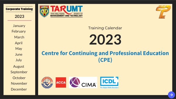 TAR UMT CPE TRAINING CALENDAR 2023 | Genially