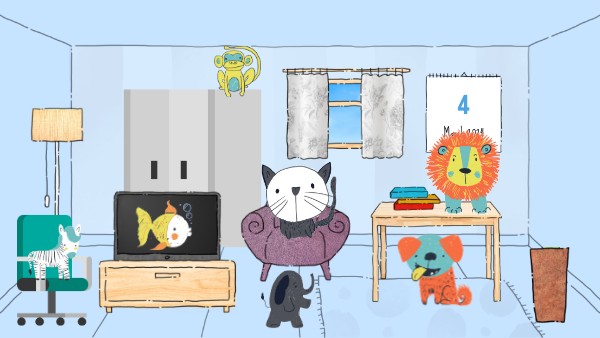 LIVING ROOM Prepositions | Genially