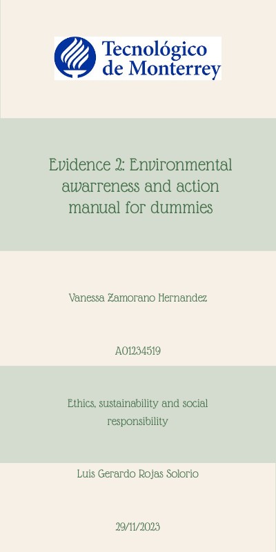 Evidence 2: Environmental awareness and action manual for dummies