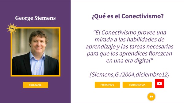 George Siemens ,El Conectivismo. | Genially