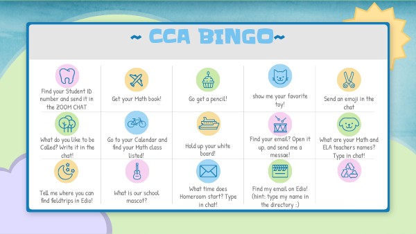 CCA BINGO