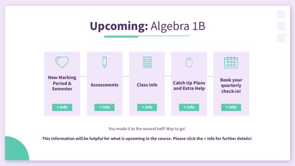 February - Algebra 1B infographic