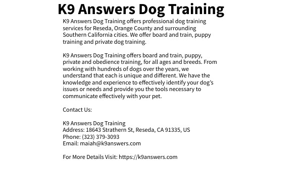K9 Answers Dog Training