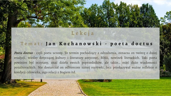 Jan Kochanowski - poeta doctus | Genially