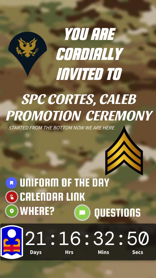 SPC CORTES, CALEB PROMOTION INVITATION