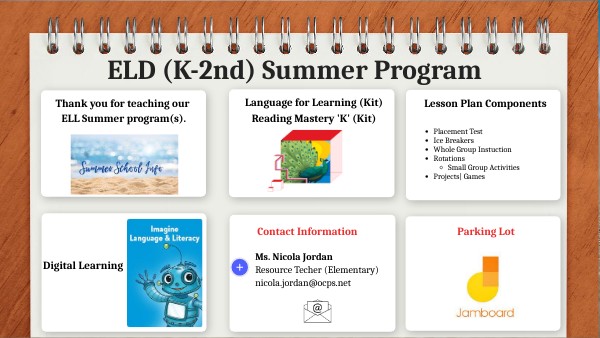 ELD (K-2nd) Summer Program (June 23') | Genially