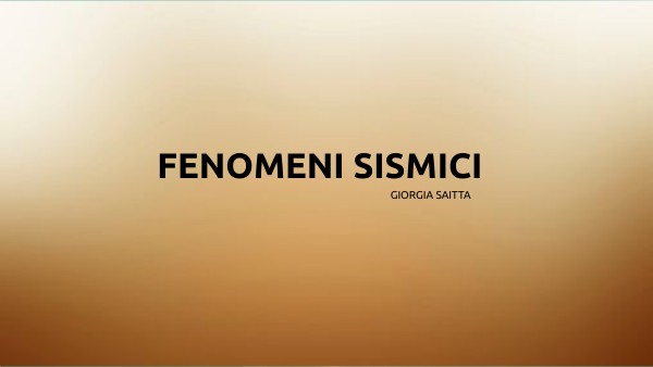 FENOMENI SISMICI