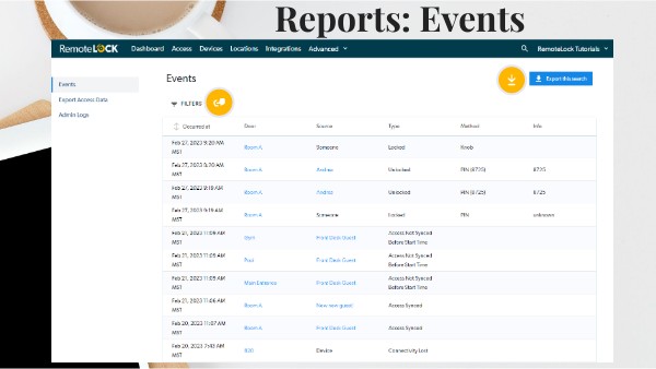 reports: Events