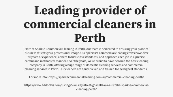 Sparkle Commercial Cleaning Perth