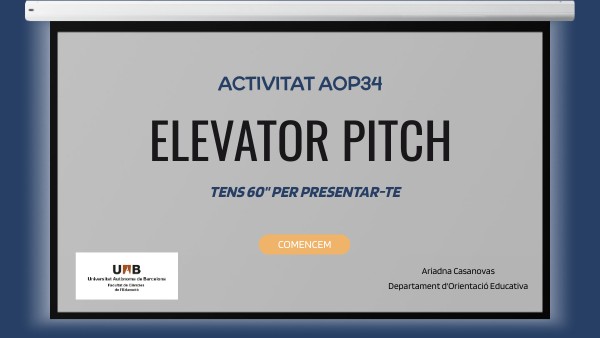 Activitat OP. Elevator Pitch | Genially