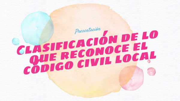 Clasificación de lo que reconoce el código civil local | Genially