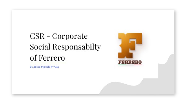 Corporate Social Responsibility of Ferrero | Genially