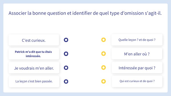 Associer la bonne question - identifier le type de généralisation