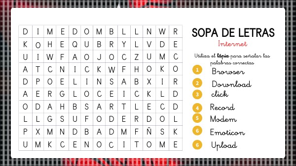 SOPA DE LETRAS INTERNET