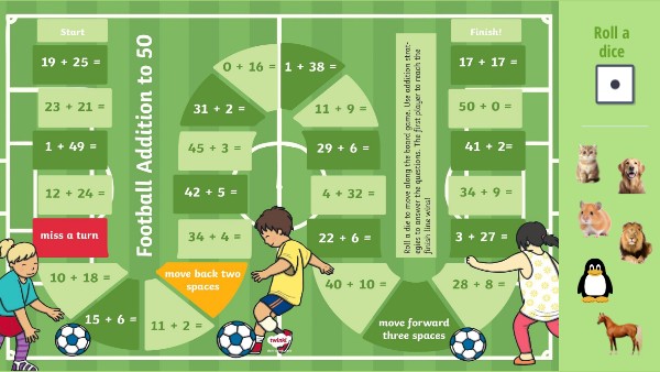 Maths board game (1-50) from Twinkle | Genially
