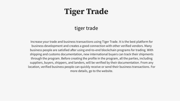 Tiger Trade