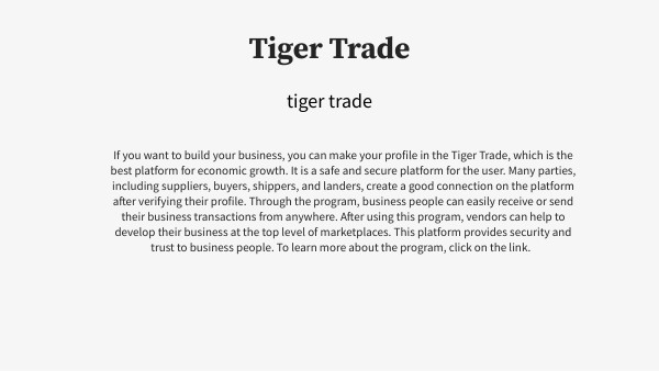 Tiger Trade