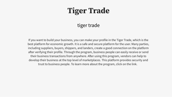 Tiger Trade