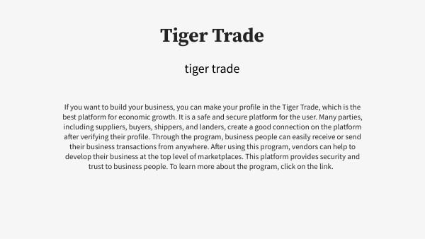 Tiger Trade
