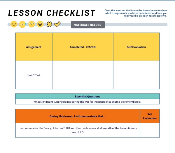 Topic 12E Lesson 4 Lesson Checklist