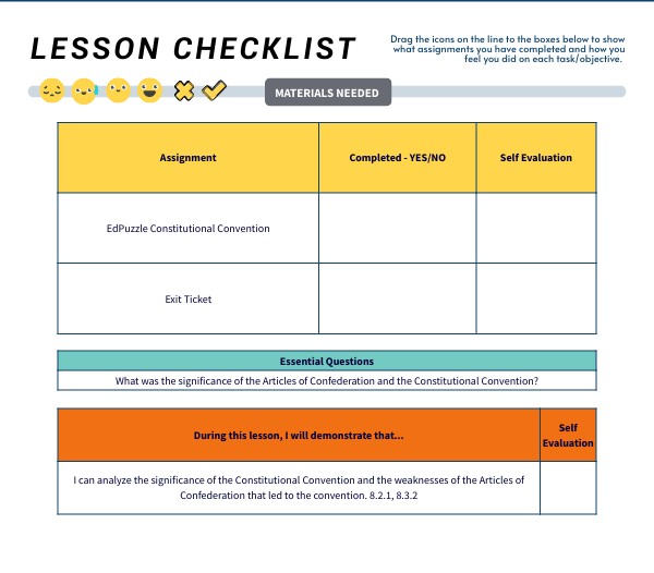 Topic E Lesson 1 Lesson Checklist